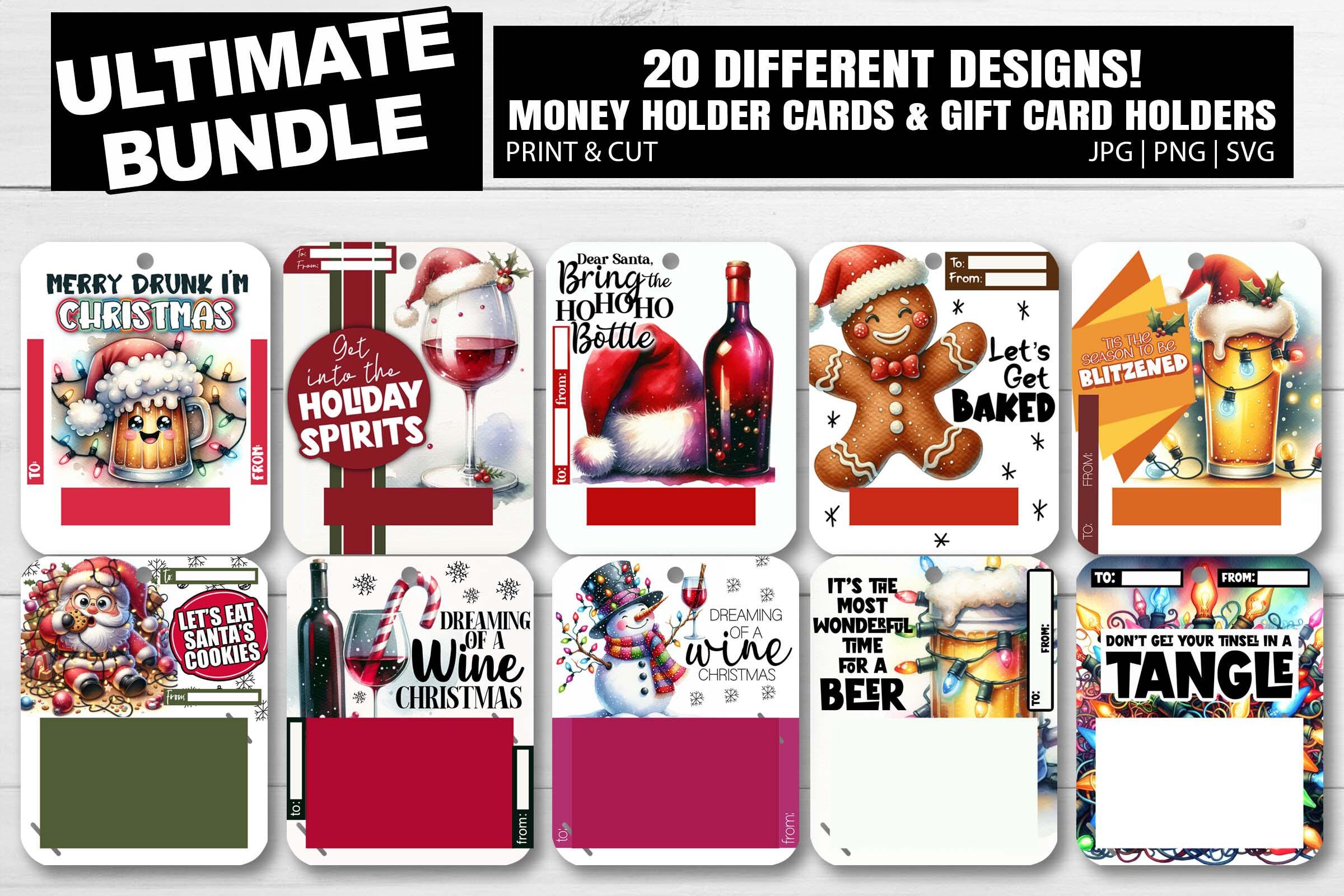20 Different Print and Cut Christmas Money Holder Cards and Gift Card ...