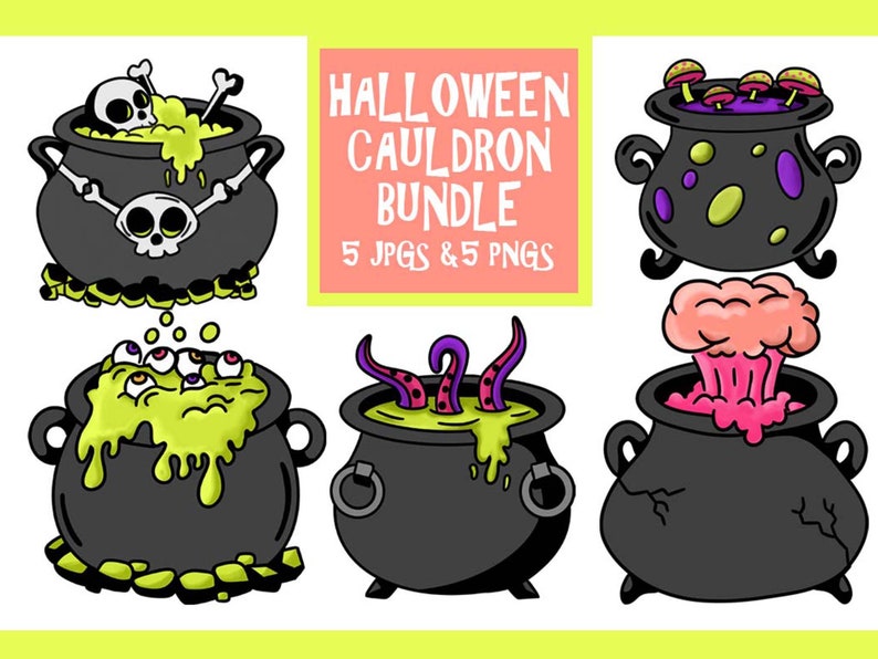 Halloween Witches Cauldron Bundle Digital Sublimation Illustration, PNG ...