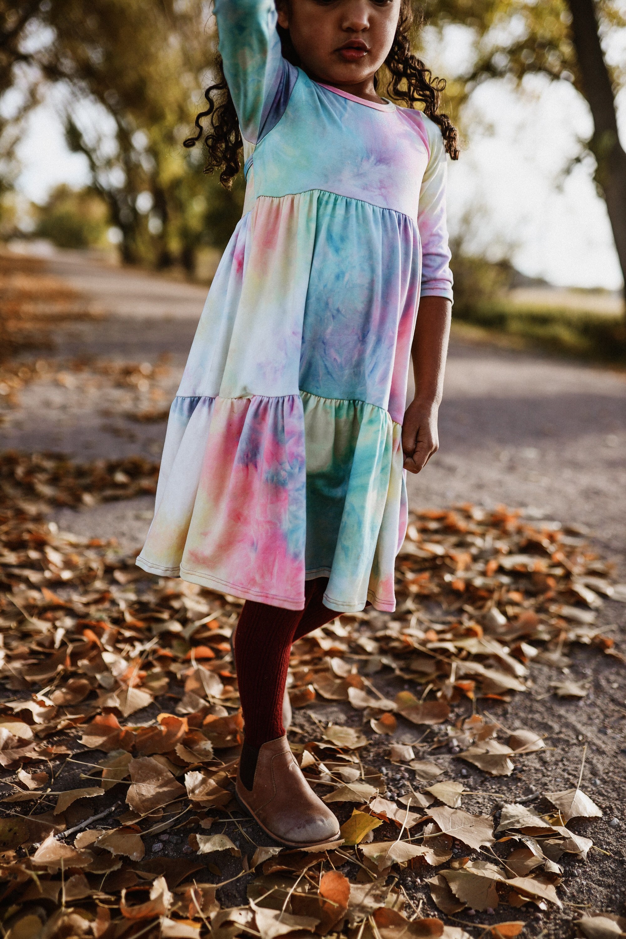 Tie Dye Twirl Dress / Girls Spring Midi Dress / Cotton Candy Twirly ...