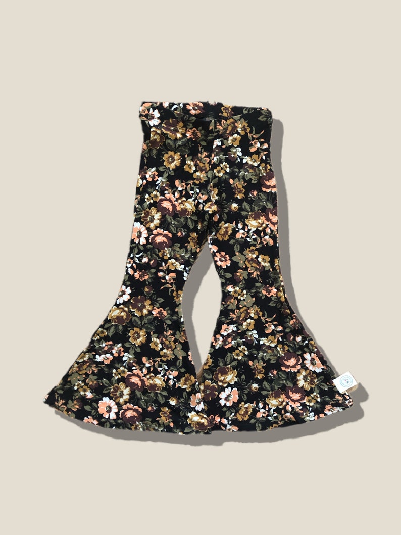 Floral Bell Bottoms / Black Floral Flares / Trendy Girls Bell - Etsy