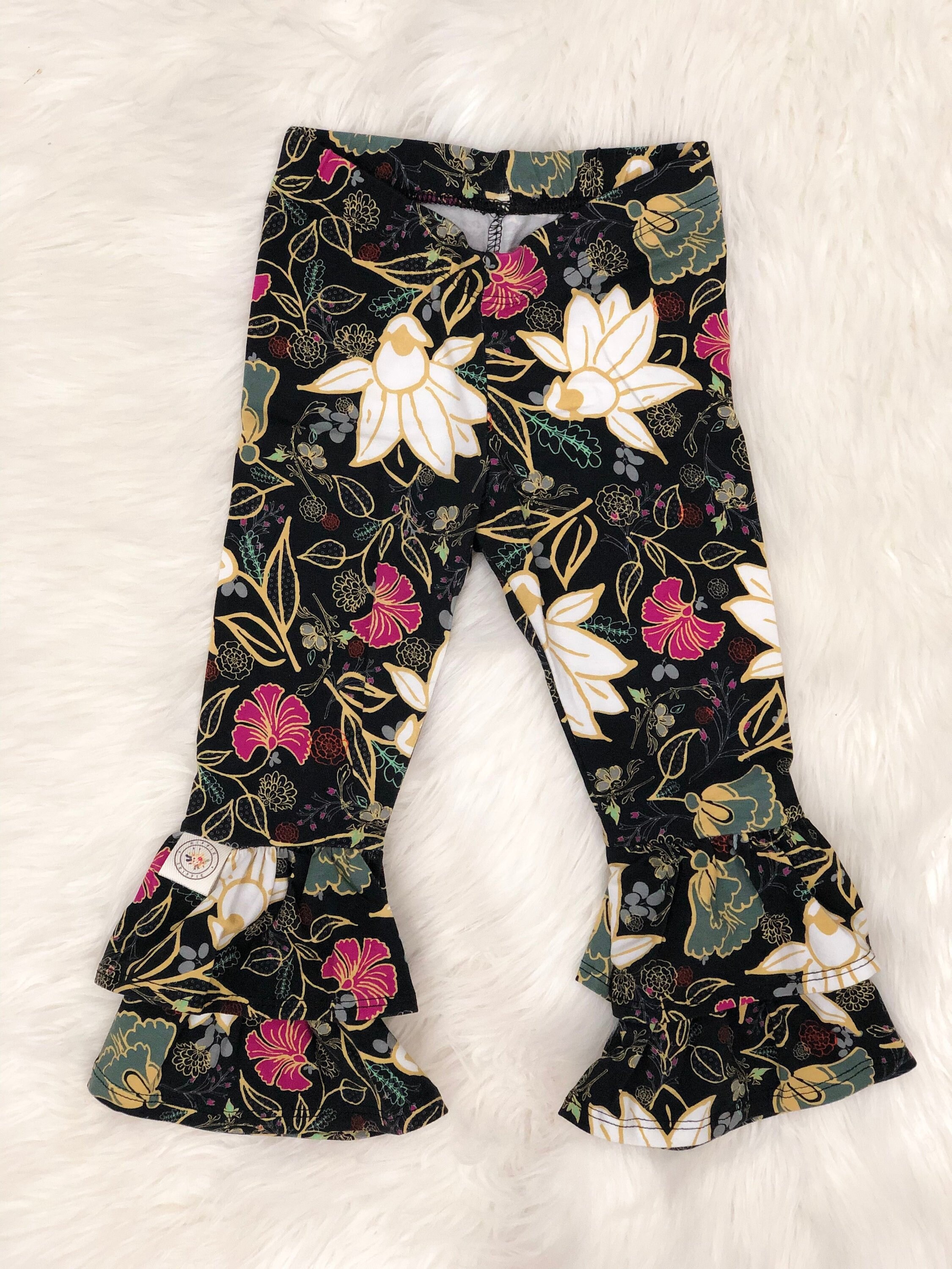 Flare Leggings / Ruffle Leggings/ Fall Leggings/ Floral - Etsy