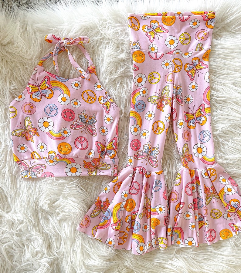 Retro Pink Butterfly Peace Sign Print / Vintage Daisy Bell - Etsy