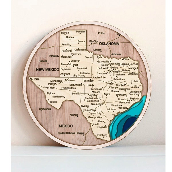 Texas Wood Map - Etsy