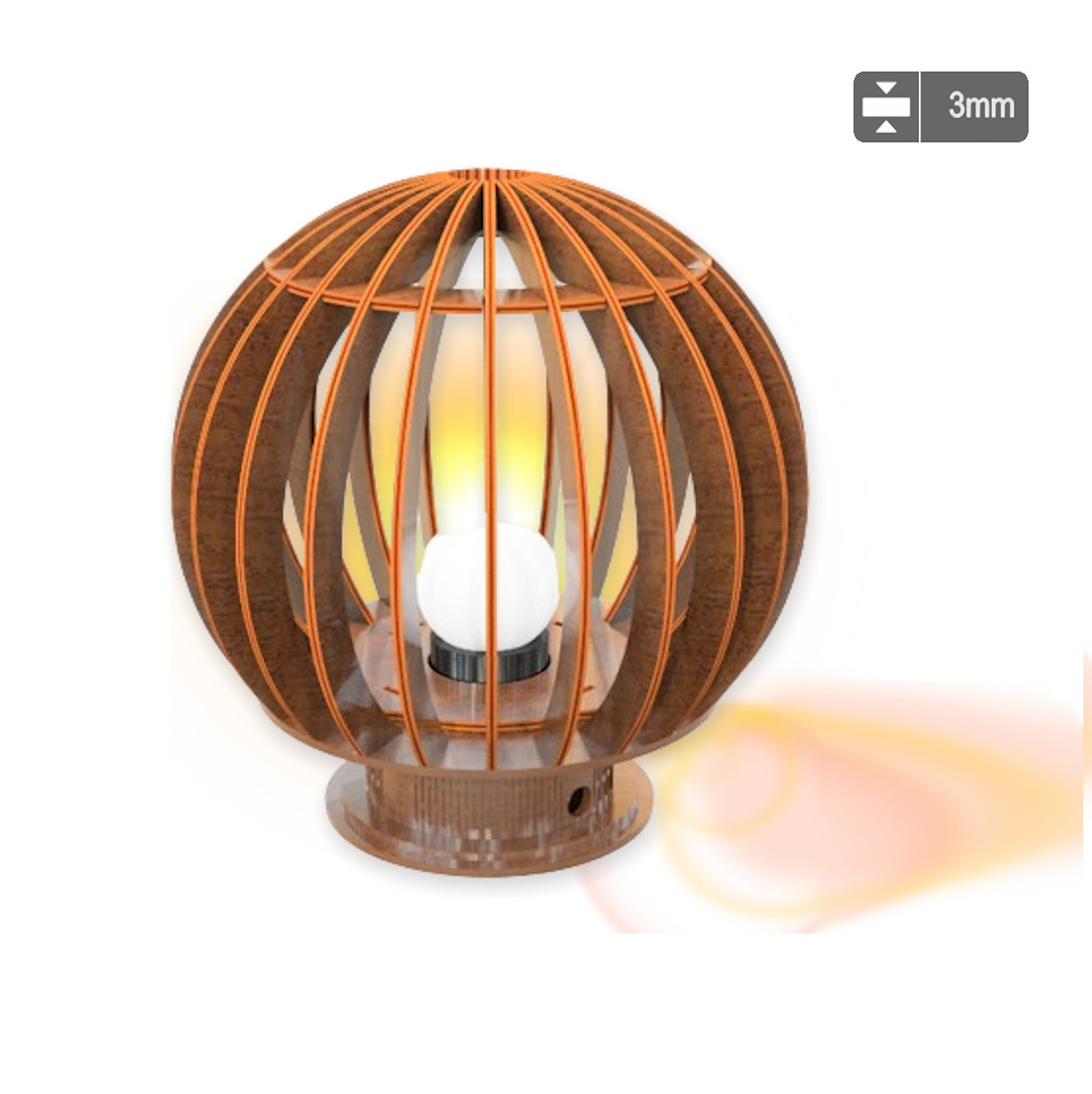 Laser Cut Spherical Lamp Svg Template Glowforge Wood Round Modern Lamp ...