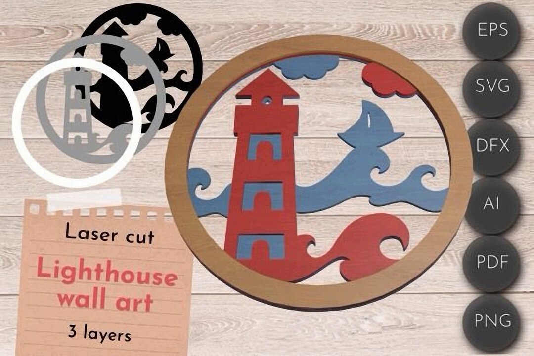3D Layered Lighthouse Wall Art, Sea Svg - Etsy