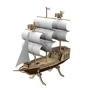 Ship Boat - SVG Laser Cut File, Laser Cut Wooden Sailboat Model Ship 3d ...