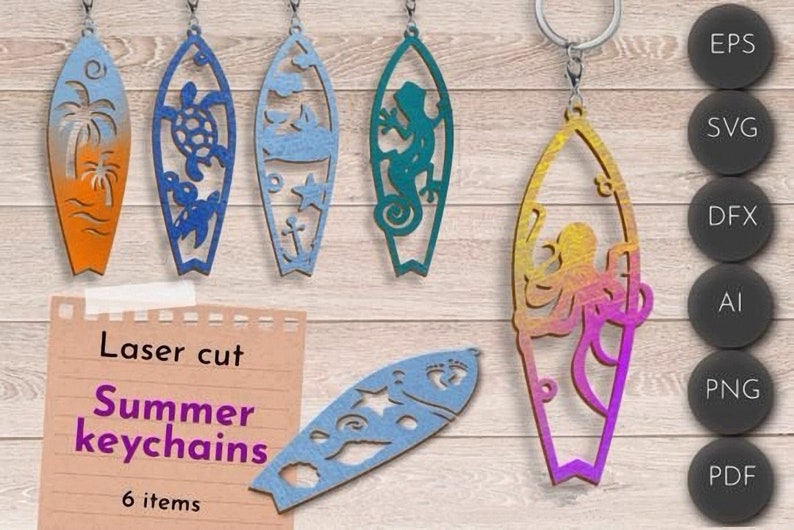 Summer Keychains Bundle Car Charm SVG - Etsy