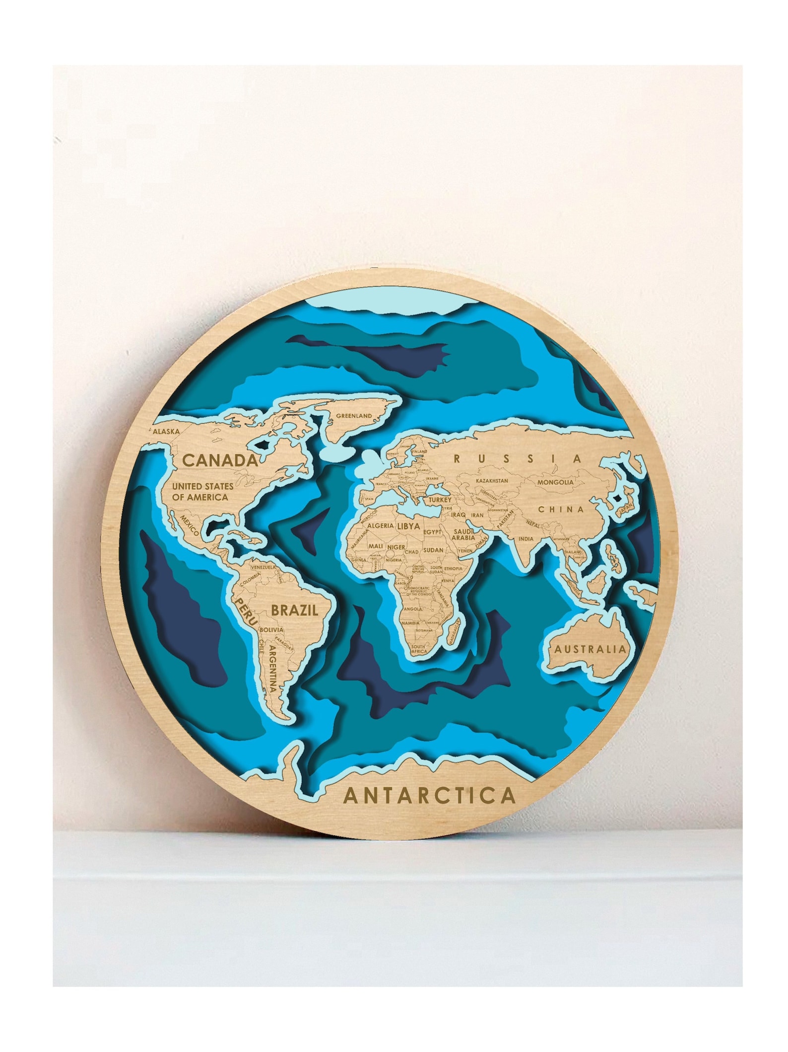 5 Layer 3D Map of the World Multi layer Panellaser Cut - Etsy