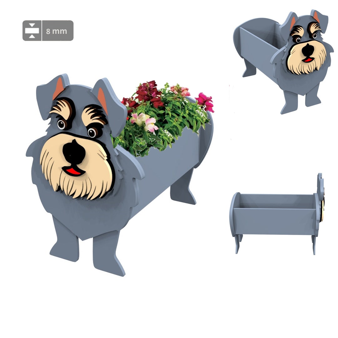 Schnauzer Planter Pattern, Schnauzer Wood Pot, Wooden Planter, Pet ...