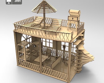 Doll House With Furniture Laser Cut Files - Etsy