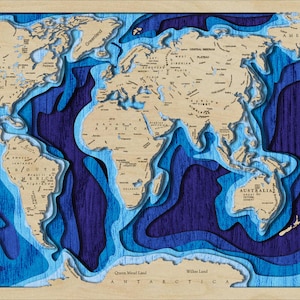 7 Layer 3D Rectangular Map of the World, Multi -layer Panel,laser Cut ...
