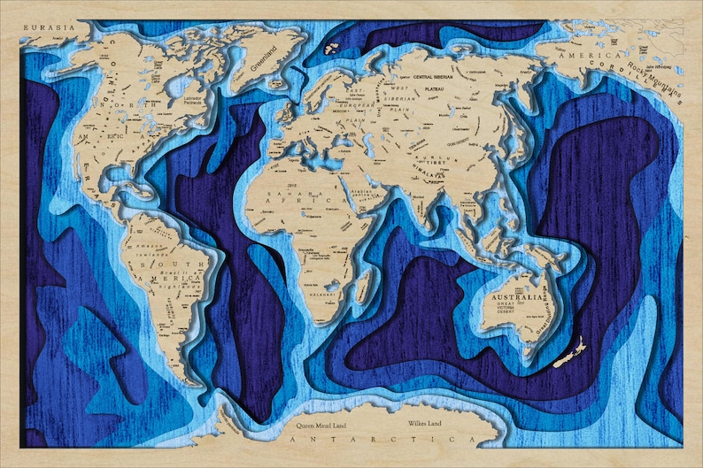 7 Layer 3D Rectangular Map of the World Multi layer - Etsy UK