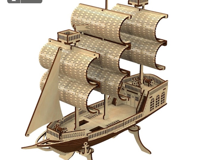 Ship Boat - SVG Laser Cut File, 3d Puzzle Plan for Laser Cutting ...