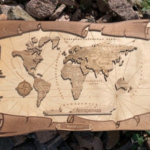 3 Layer Vintage World Map Multilayer Map Panel 3d Vintage Map, Multi ...