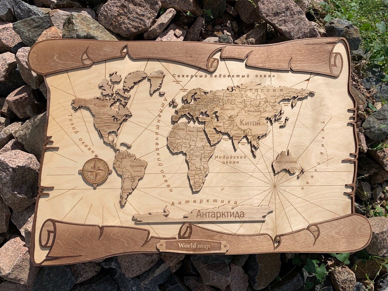 3 Layer Vintage World Map Multilayer Map Panel 3d Vintage Map, Multi ...