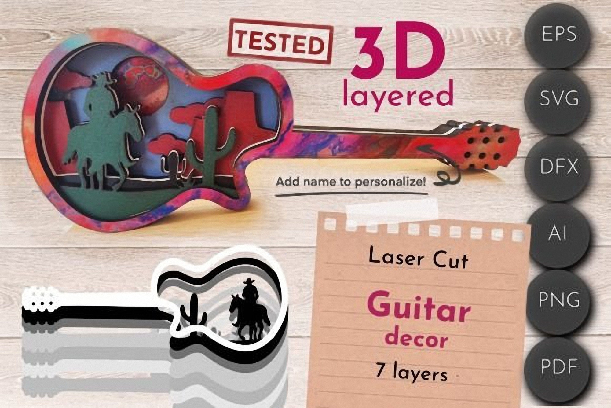 Guitar Laser Cut File Country Music Svg - Etsy