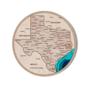 7 Layer 3D Texas Map , Multi -layer Panel,laser Cut File. 3D Wood Texas ...
