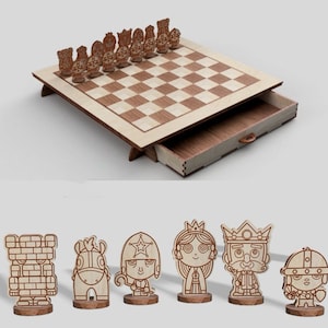 Chess and Chess Pieces Laser Cut Files Wooden Laser Cut Cnc Vector ...