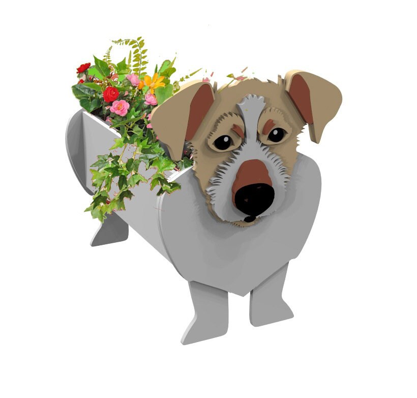 Jack Russell Planter Pattern, Dog Wood Planter, DIY Garden Ornament ...