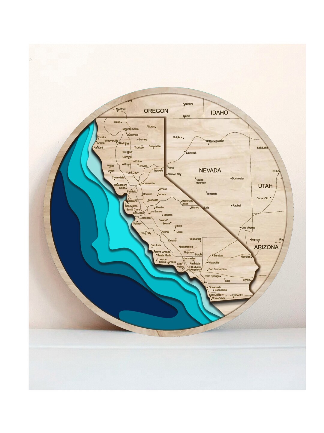 7 Layer 3D California Map , Multi -layer Panel,laser Cut File. 3D Wood ...