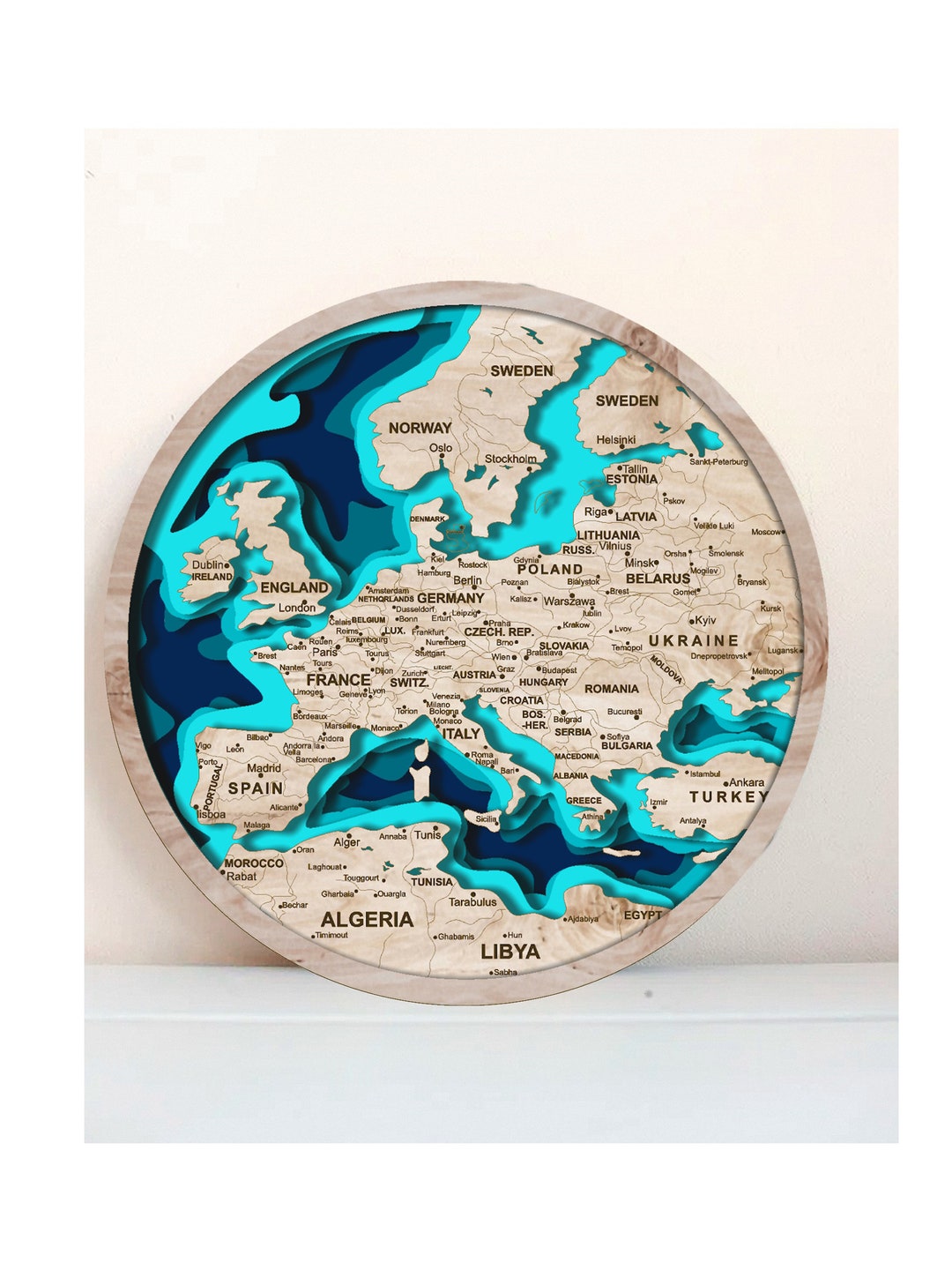 6 Layer 3D Map Map of Europe, Multi -layer Panel,laser Cut File. 3D ...