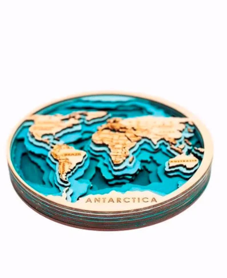 5 Layer 3D Map of the World, Multi -layer Panel,laser Cut File. 3D Wood ...