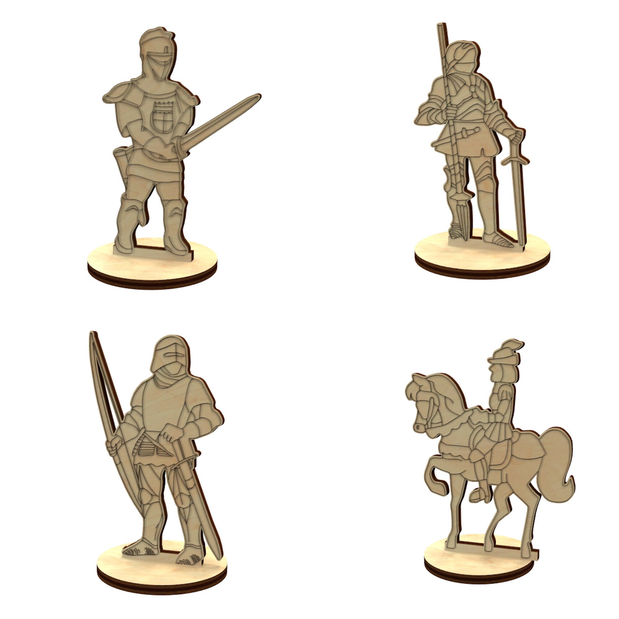 20 Figures of Knights,laser Cut Files, Wooden Medieval Toy Soldiers Set ...