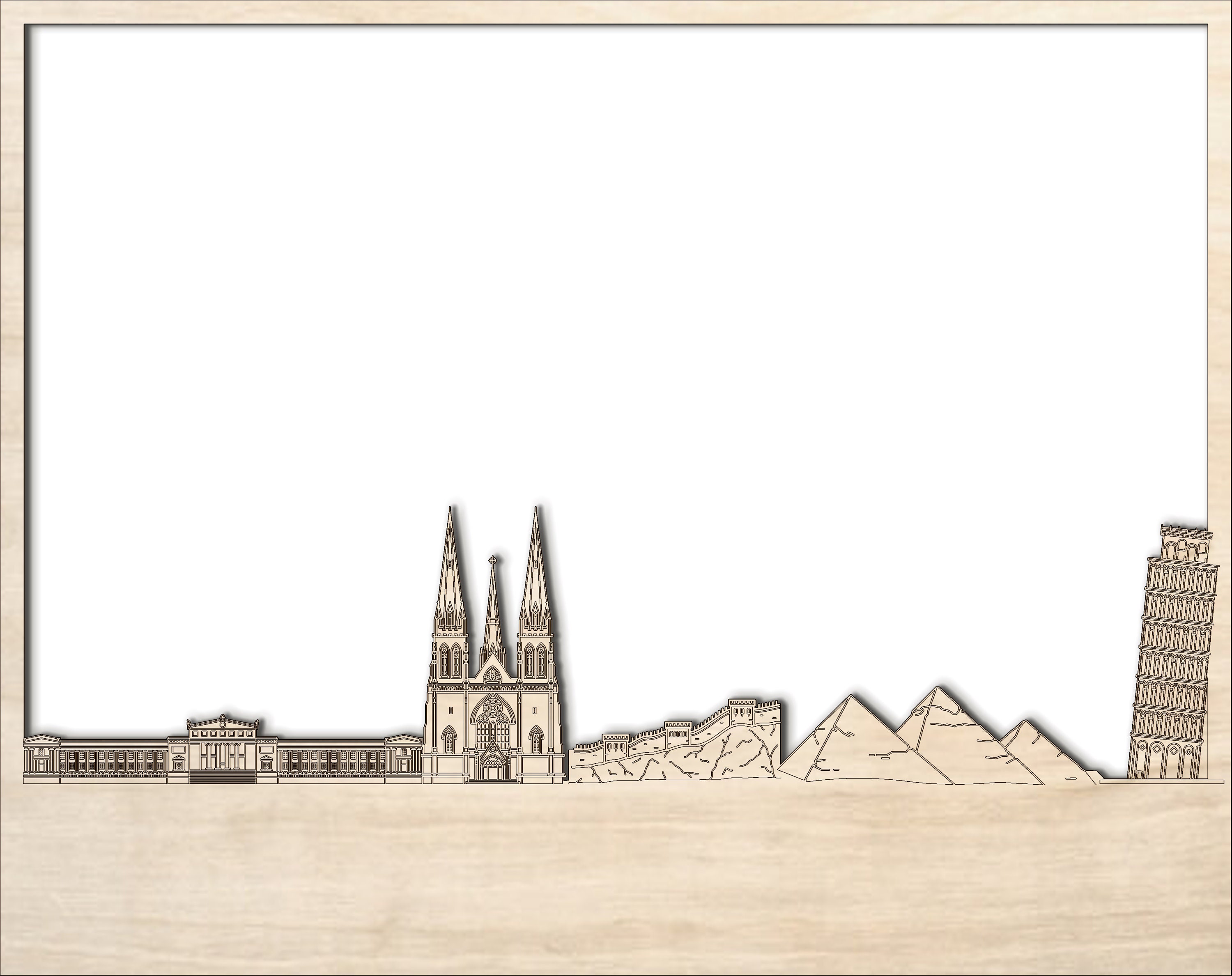 3 D World Map Laser Cut Files, With Famous World Monuments, 7 Layers ...