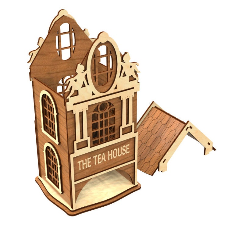 Tea House With Angels for Laser Cutting Tea Bag Holder Svg - Etsy