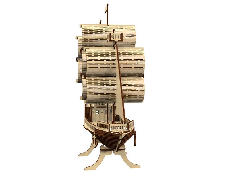 Ship Boat - SVG Laser Cut File, Laser Cut Wooden Sailboat Model Ship 3d ...