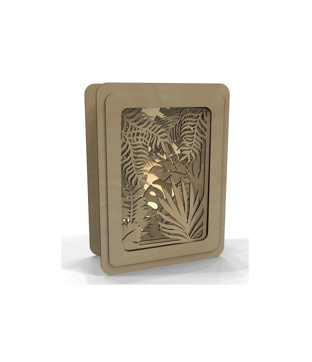 Leaves Lightbox Laser Cut Files Jungle 3D Shadow Box Light Box Laser ...