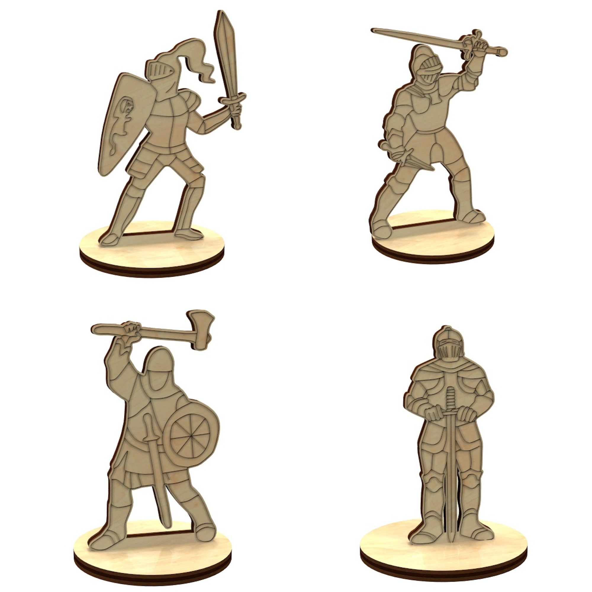 20 Figures of Knights,laser Cut Files, Wooden Medieval Toy Soldiers Set ...