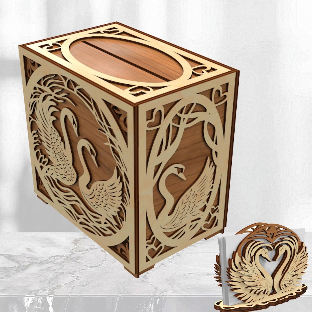 Wedding Piggy Bank.laser Cut Files Swans Moneybox Bonus Napkin Holder ...