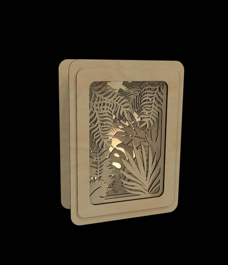 Leaves Lightbox Laser Cut Files Jungle 3D Shadow Box Light Box - Etsy