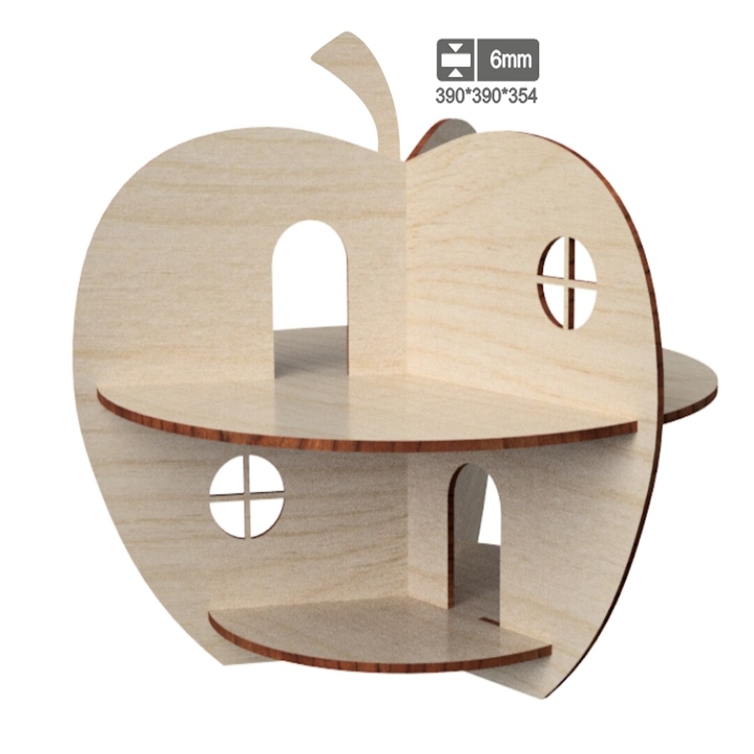 Wooden Standing Apple Shelf Laser Cut Files for CNC and Laser Cutting ...