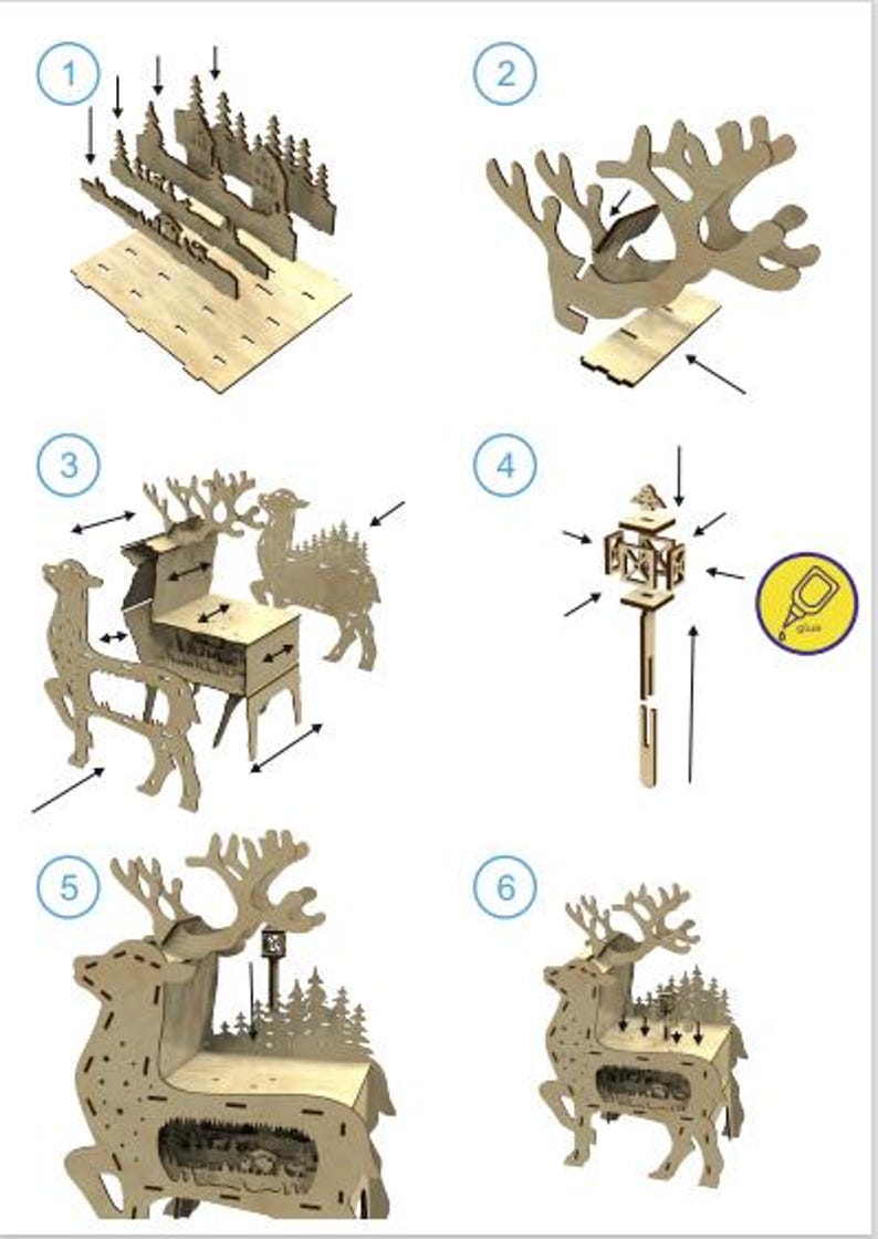 Home Christmas Reindeer Light Arch,wooden Laser Cut ,with Many Details ...