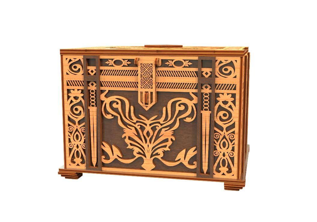 Laser Cut Wooden Secret Compartment Box With Drawers Scandinavian Style ...