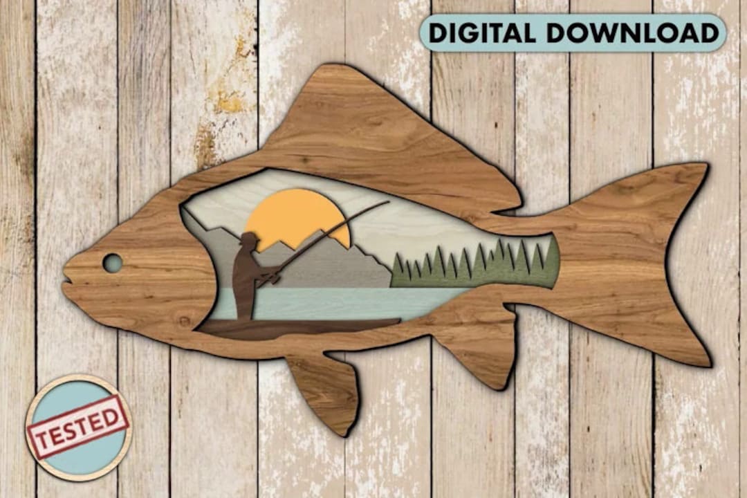 Fishing Laser Cut Files Glowforge Files SVG/DXF/CDR Fishing Panel ...