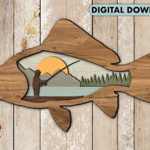 Fishing Laser Cut Files Glowforge Files SVG/DXF/CDR Fishing Panel ...
