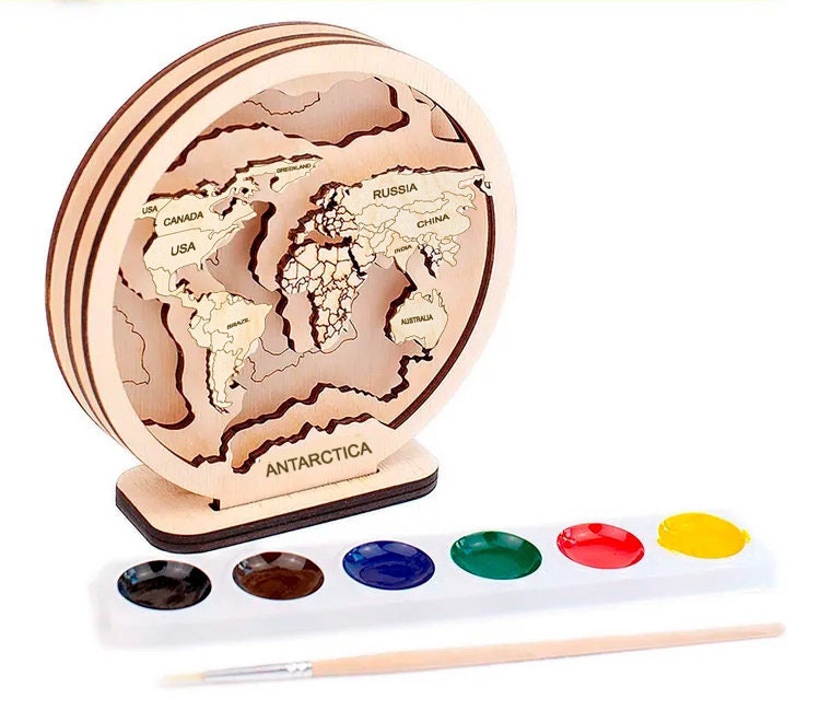 3 Layer 3D Map of the World, Multi -layer Panel,laser Cut File. Kid's ...