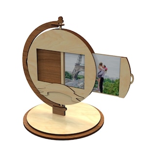 Rotating World Globe With Photo Frame, Multi -layer Panel,laser Cut ...