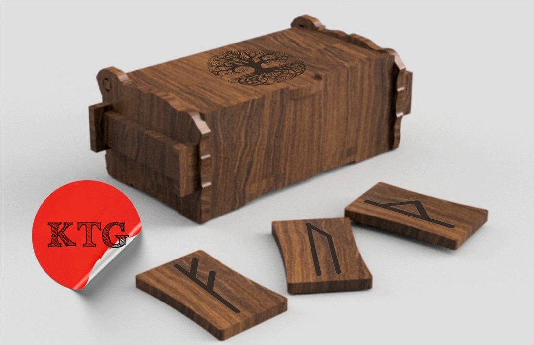 Wooden Runes Set in Gift Box Laser Cut Files Wood Burned Hand Carved Elder Futhark Runes Set - Etsy