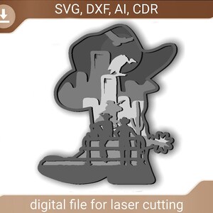 3D Cowboy Boot SVG - Multilayer SVG Laser Cut File for Glowforge 6 ...