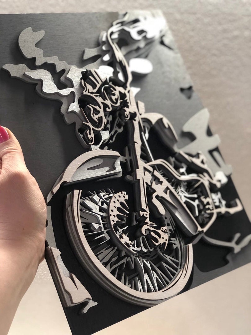 Multilayer Panel Motorcycle, Layered Art, Modern Decor Laser Cut Files ...