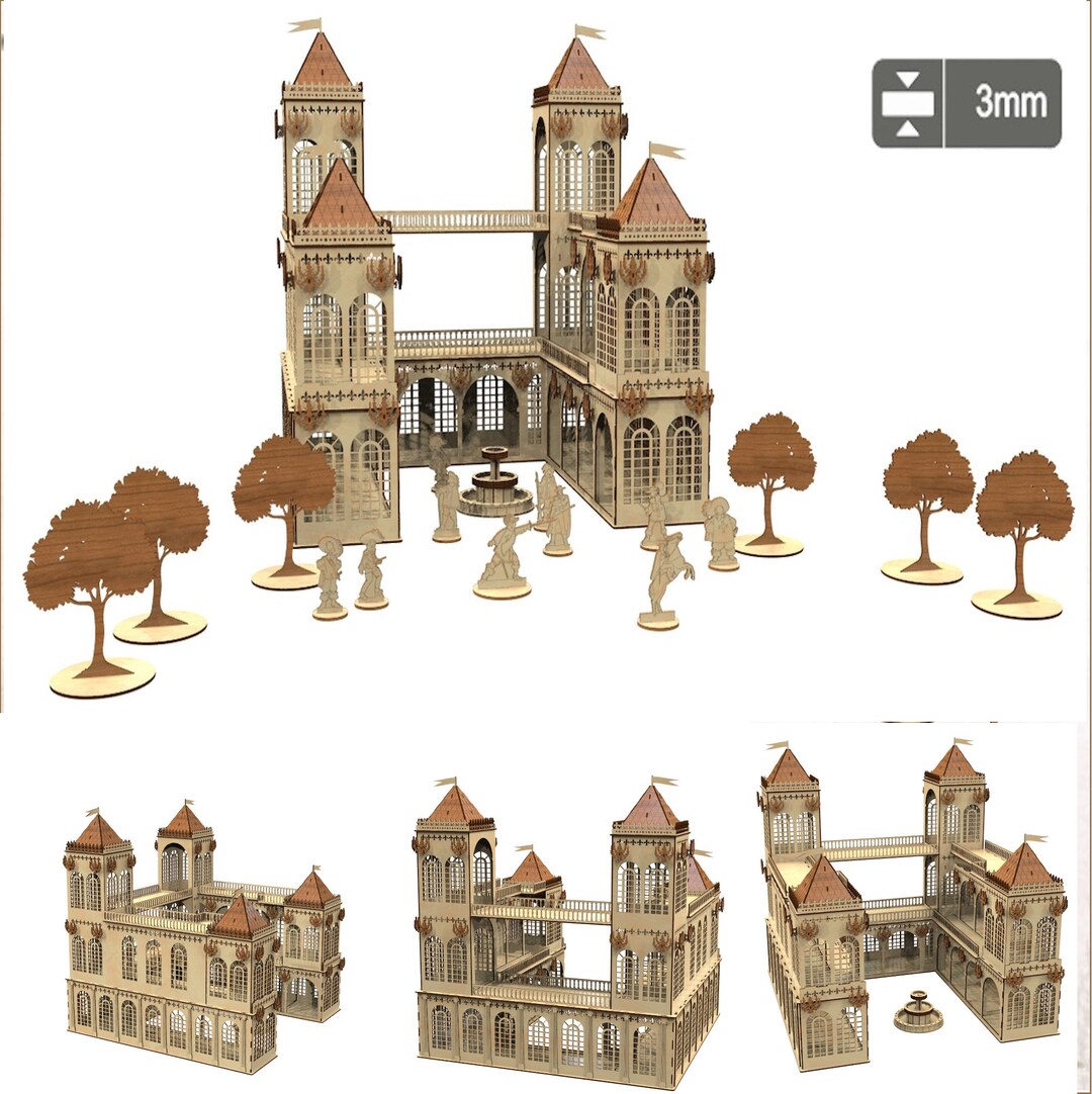 Wooden Toy Medieval Castle in the French Style, 10 Figures of ...