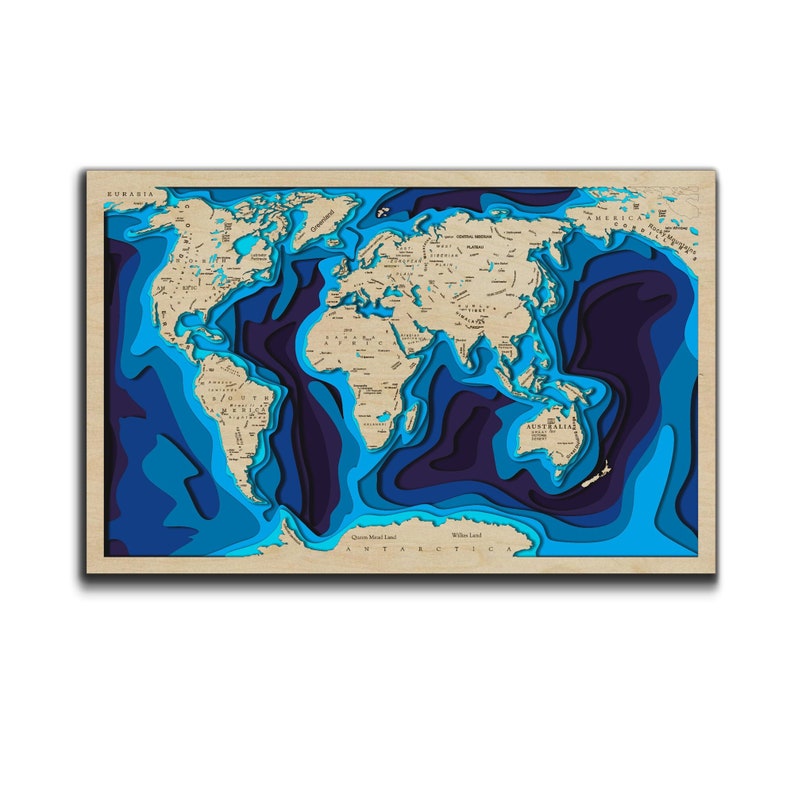 7 Layer 3D Rectangular Map of the World, Multi -layer Panel,laser Cut ...