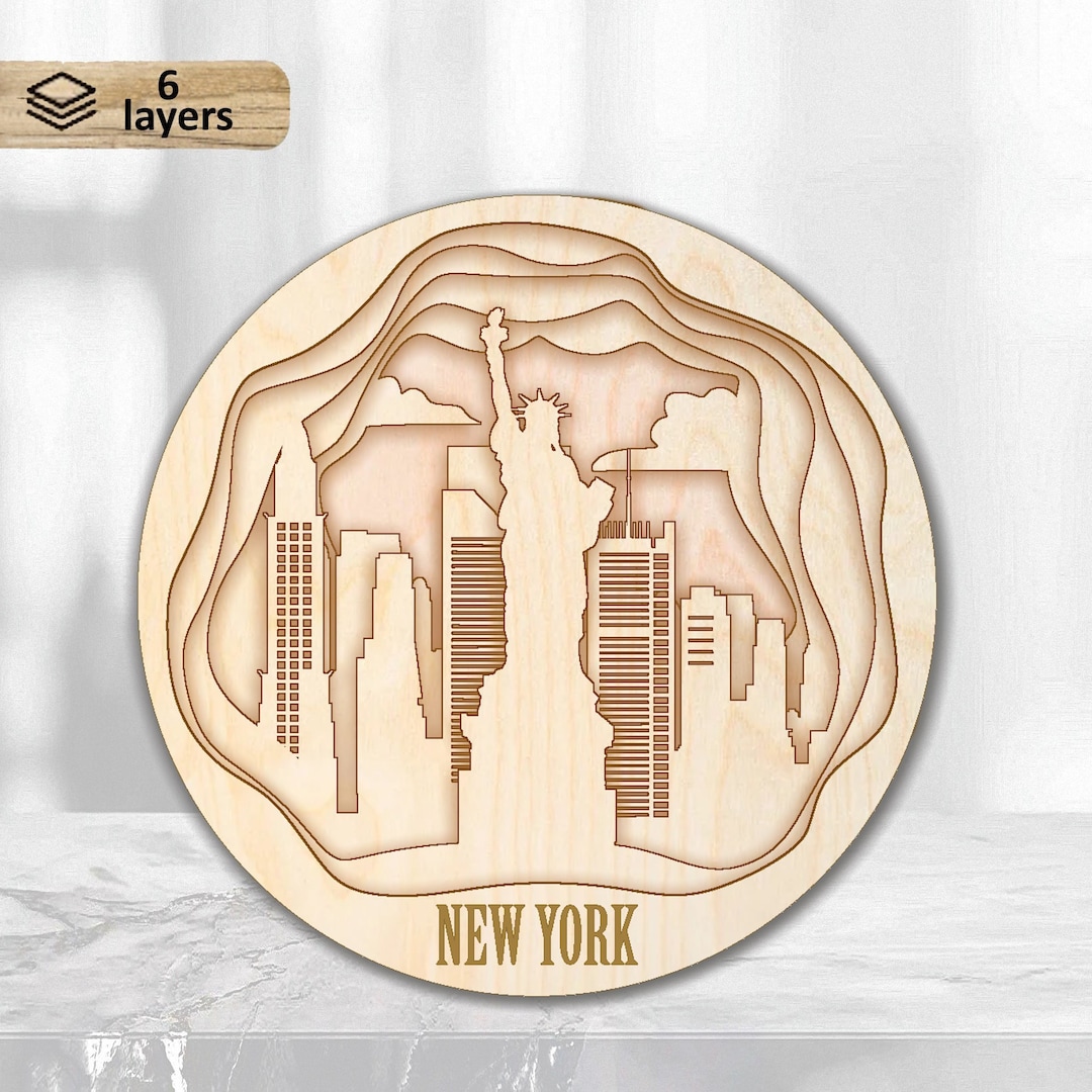 New York 3d Multilayer Panel Laser Cut Files 6 Layers New York Art Layered Art Modern Decor