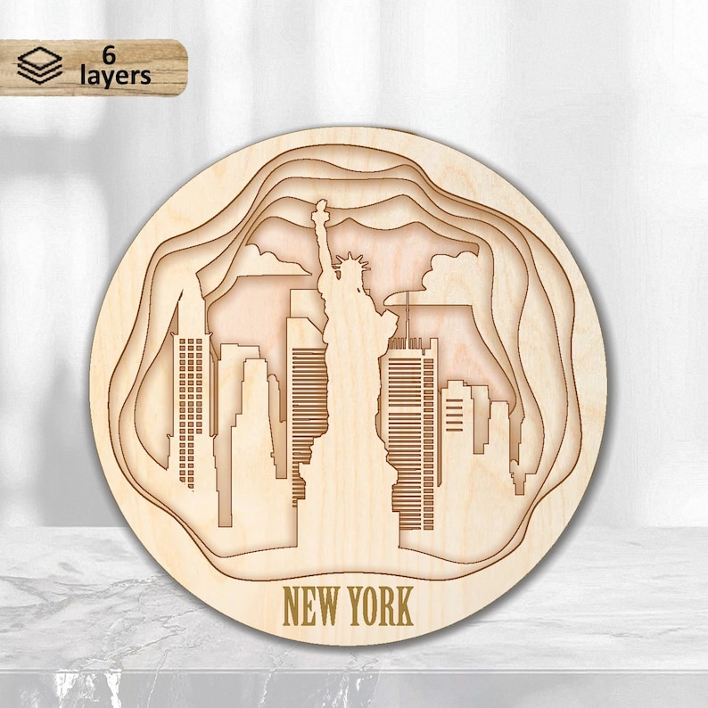 New York 3d Multilayer Panel Laser Cut Files 6-layers New - Etsy