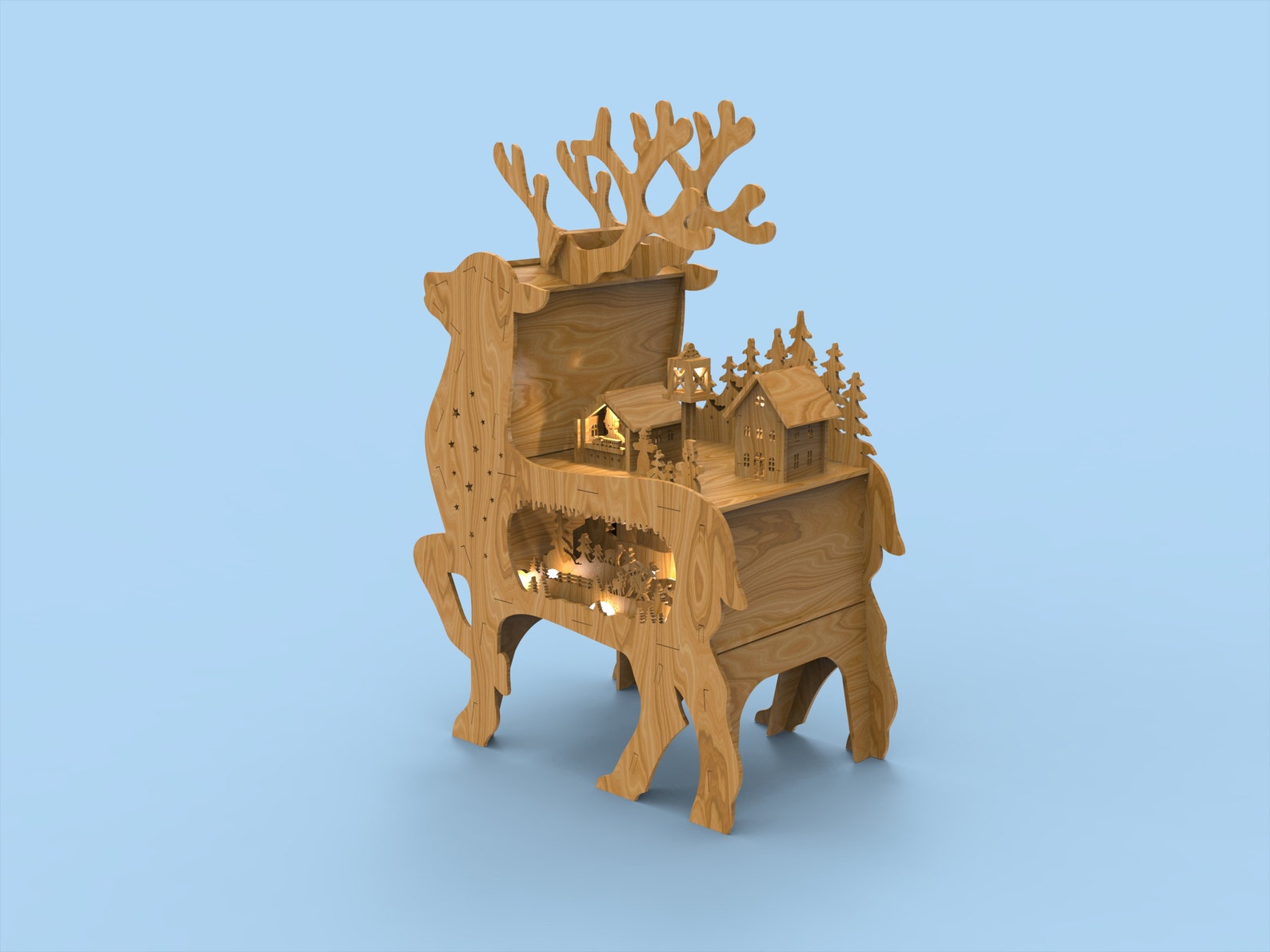 Home Christmas Reindeer Light Arch,wooden Laser Cut ,with Many Details ...