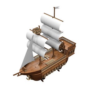 Ship Boat - SVG Laser Cut File, Laser Cut Wooden Sailboat Model Ship 3d ...